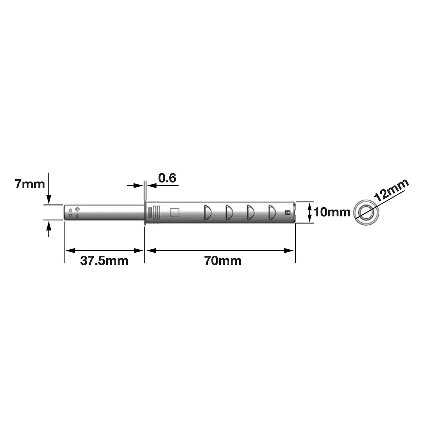 Pure Push to Open Door Opener 37.5mm, Rubber Buffer, 21N - Anthracite