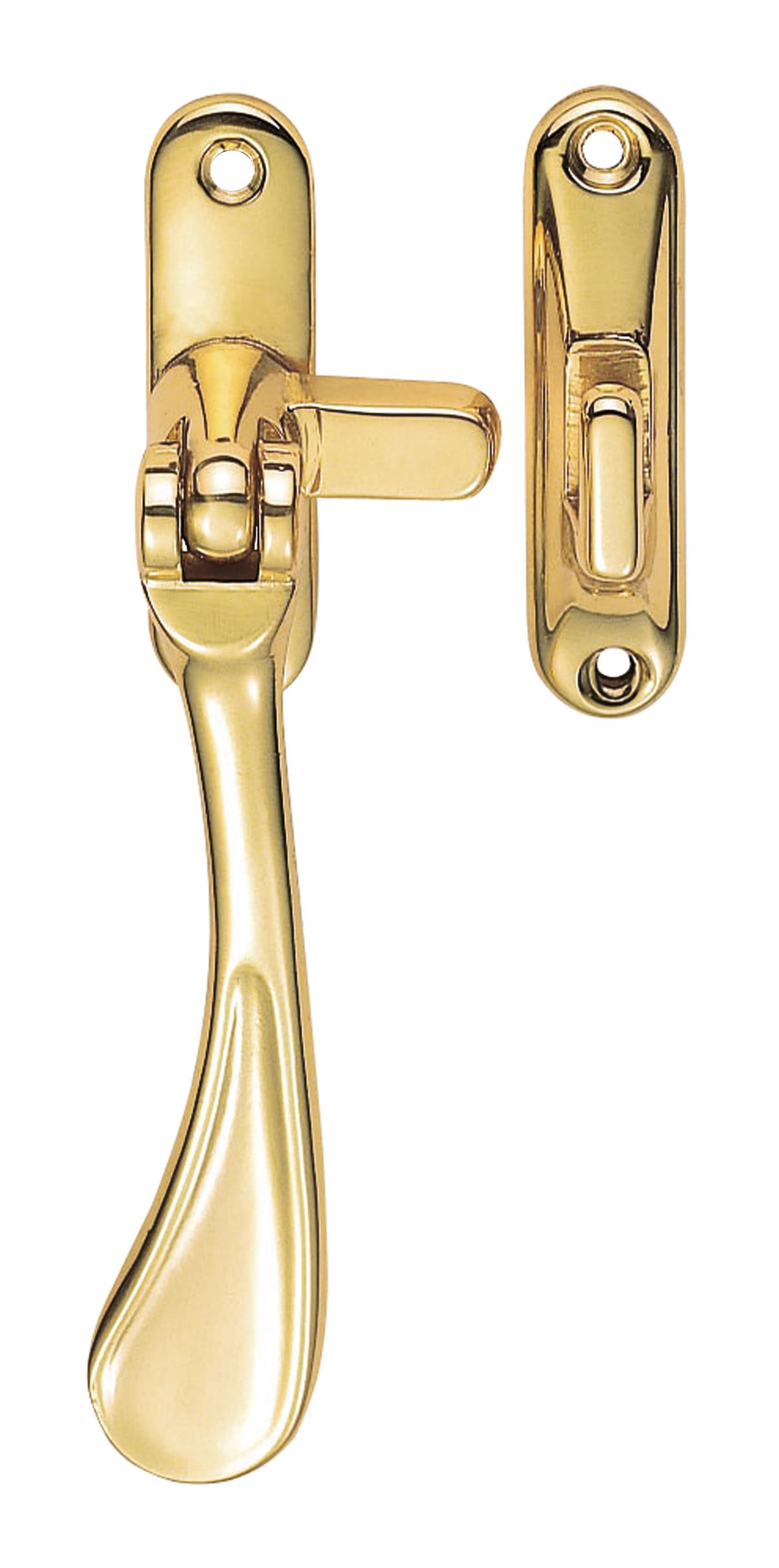 Victorian Casement Fastener Reversible Pattern Polished Brass